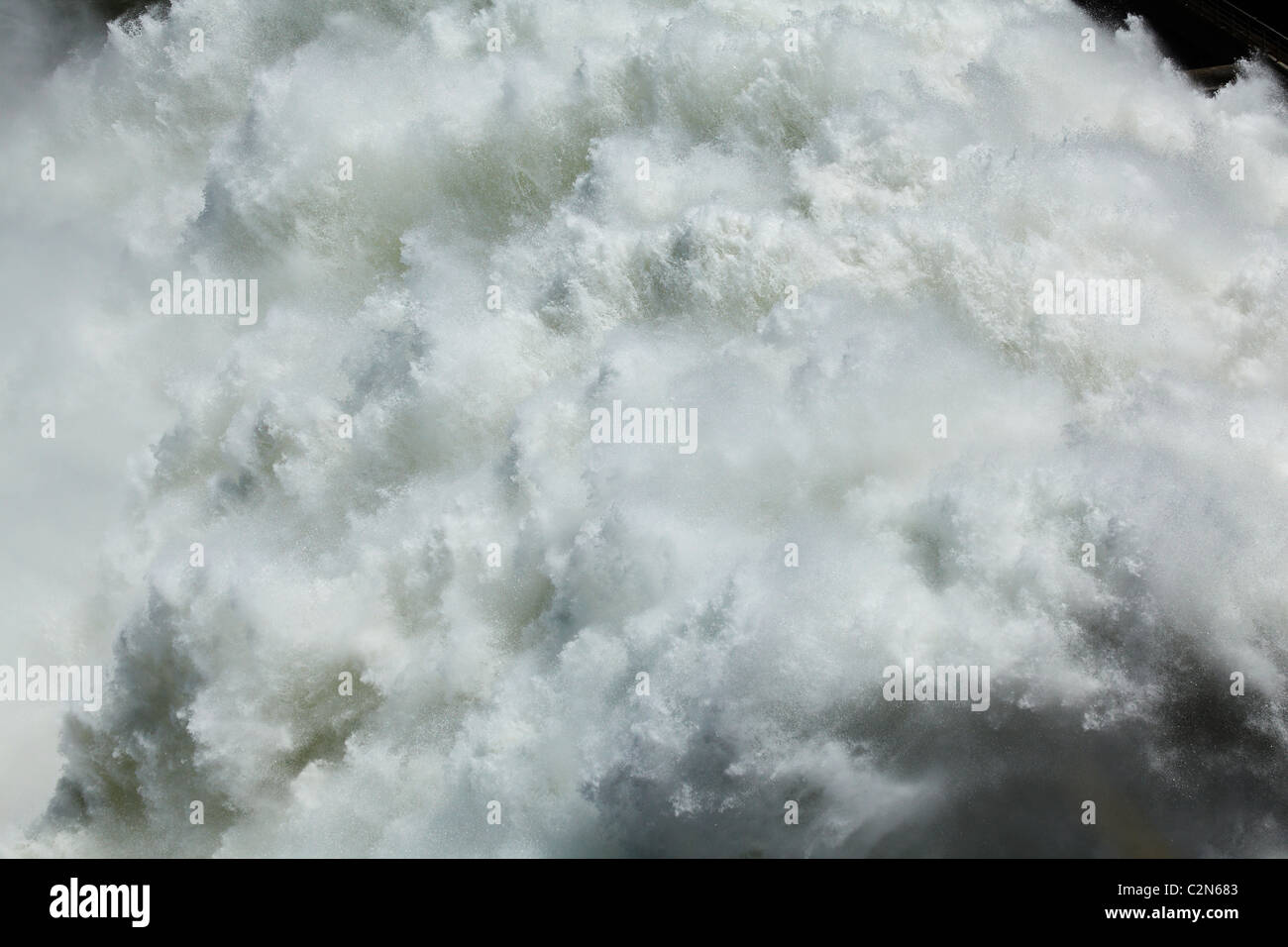 Water spilling from Clyde Dam, Clyde, Central Otago, South Island, New ...