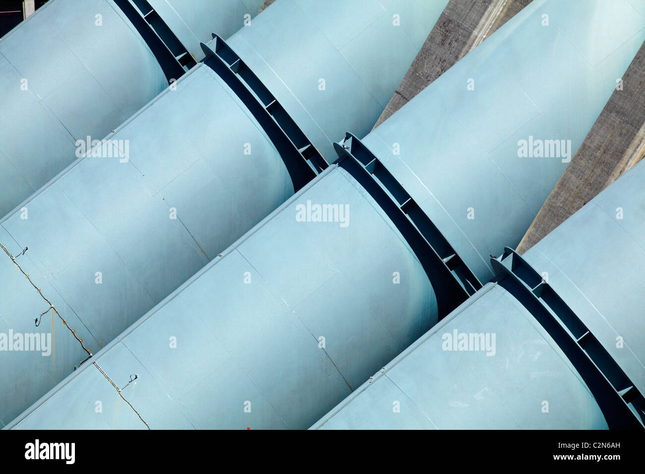 Penstocks, Clyde Dam, Clyde, Central Otago, South Island, New Zealand ...