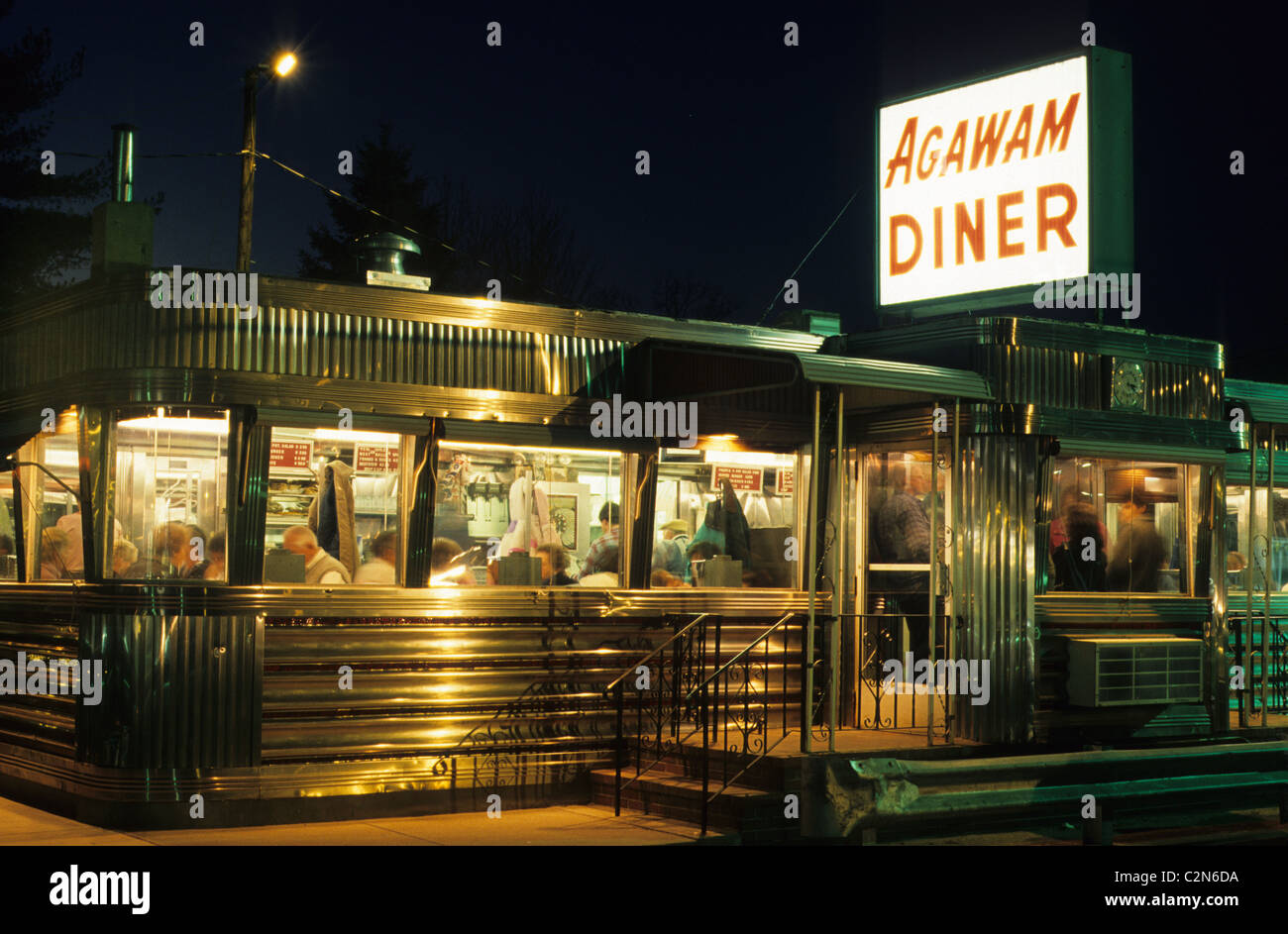 The Agawam Diner on Route 1 in Rowley, Massachusetts at night. 1954 ...