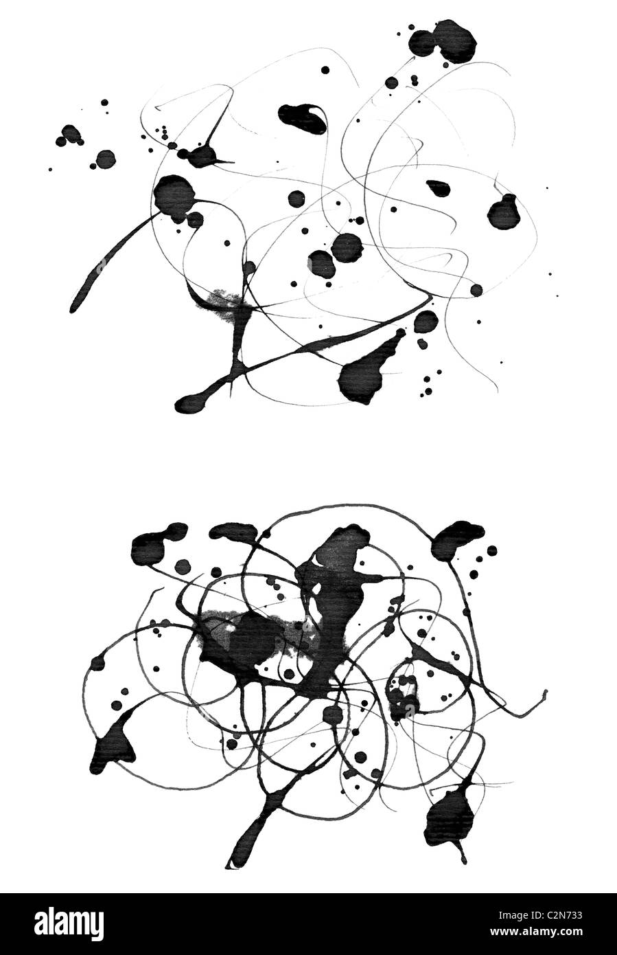 Set of 2 grunge textured ink design elements isolated on white Stock ...