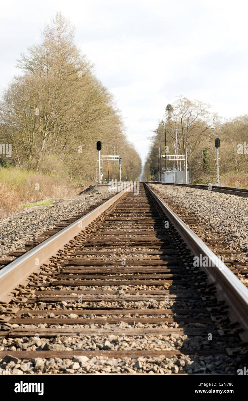 Railroad tracks through rural countryside Stock Photo - Alamy