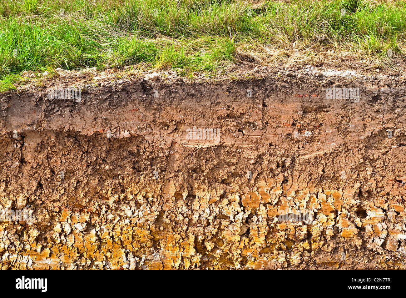 Mechanically cut side of roadside ditch - France Stock Photo - Alamy