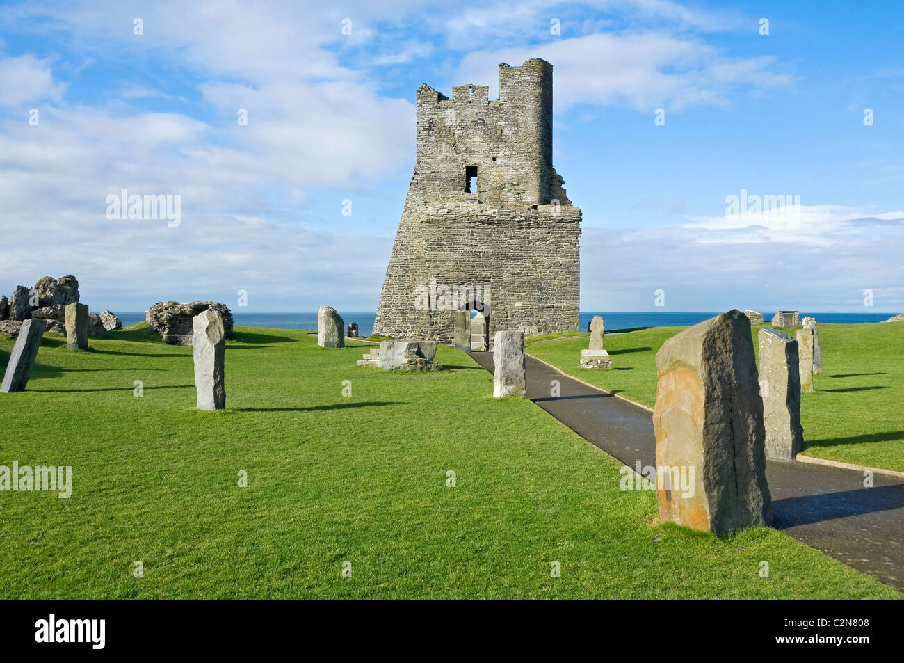 Ruins ruin remains of Aberystwyth Castle in winter Ceredigion ...