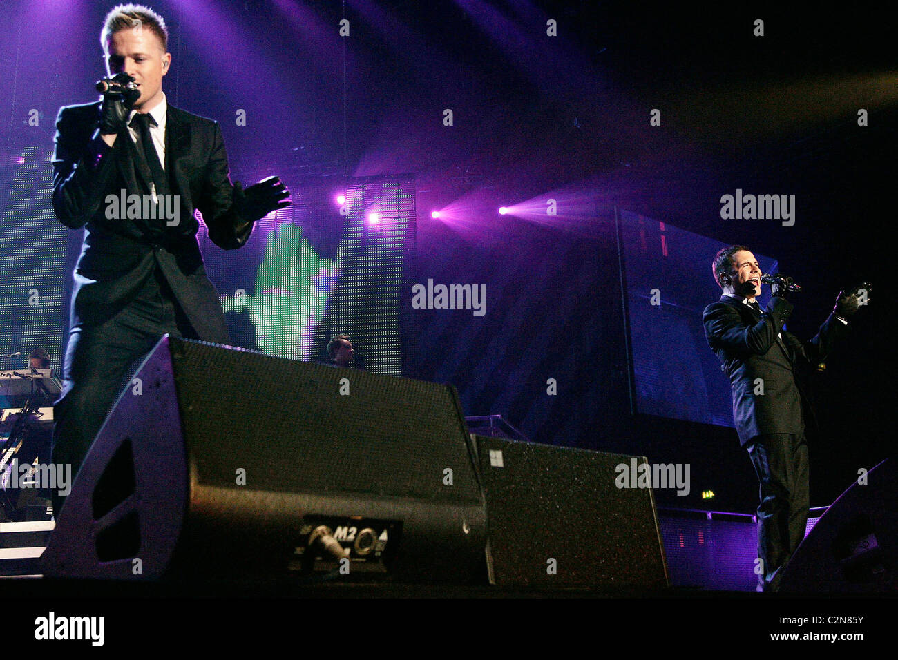 Westlife performing live in concert at Wembley Arena London, England ...