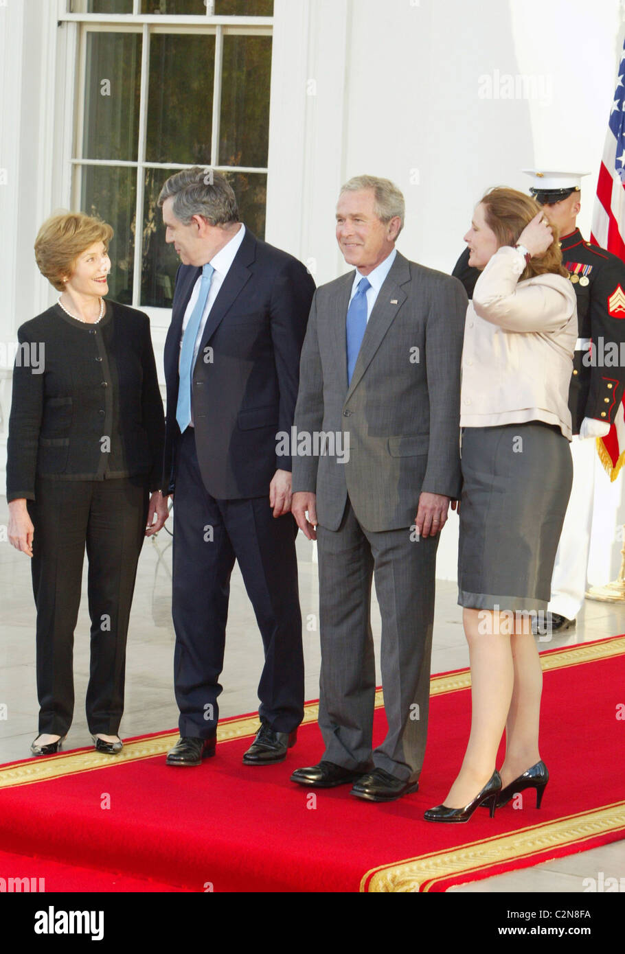British Prime Minister Gordon Brown, First Lady Laura Bush, US ...