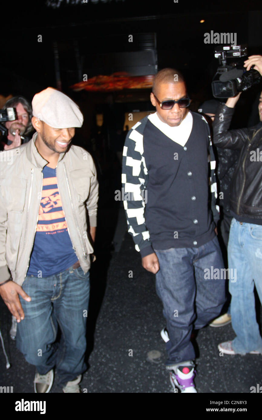 Usher and Jay-Z leaving Katsuya Restaurant in Hollywood together Los ...
