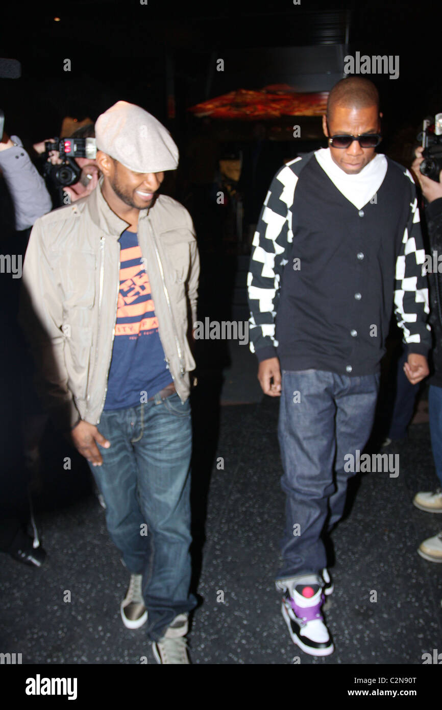 Usher and Jay-Z leaving Katsuya Restaurant in Hollywood together Los ...
