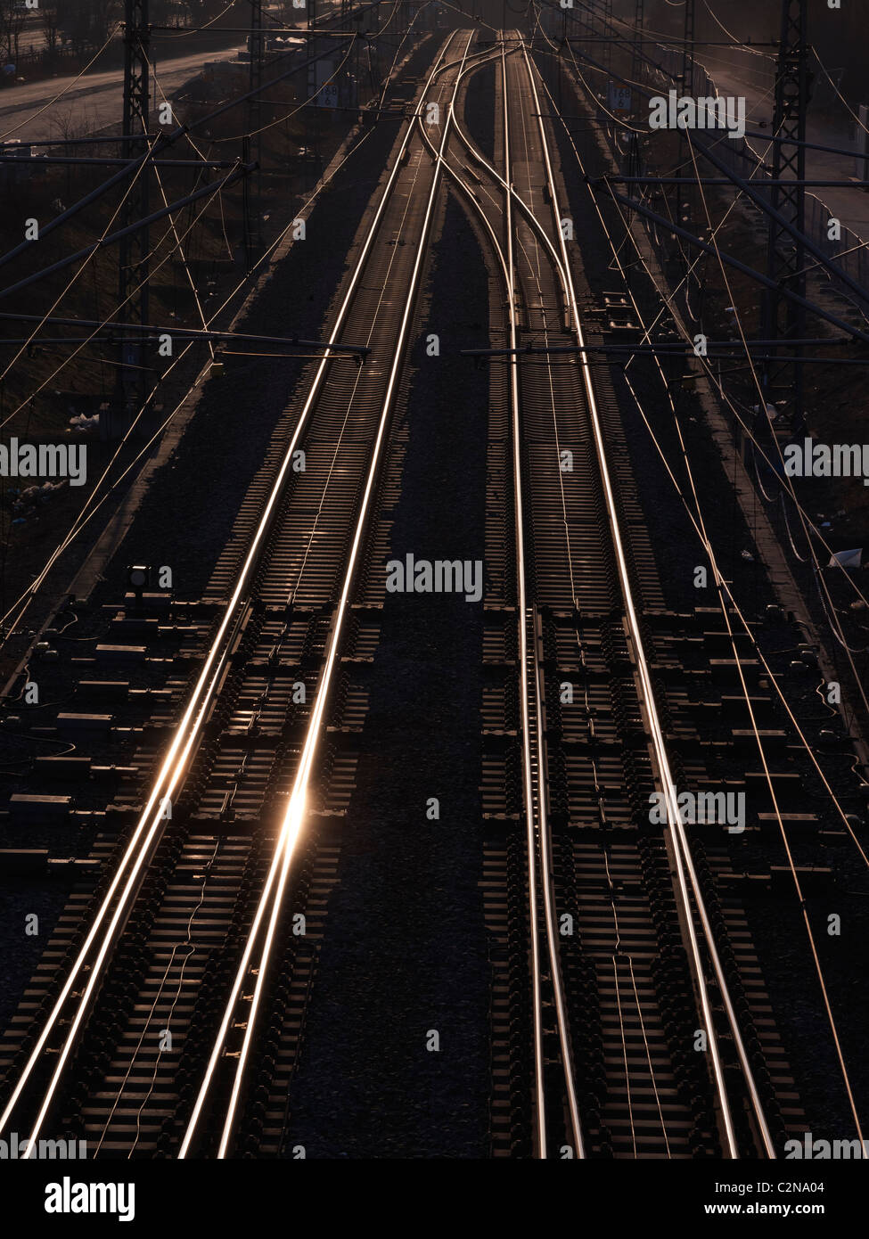 rails in back-light Stock Photo - Alamy