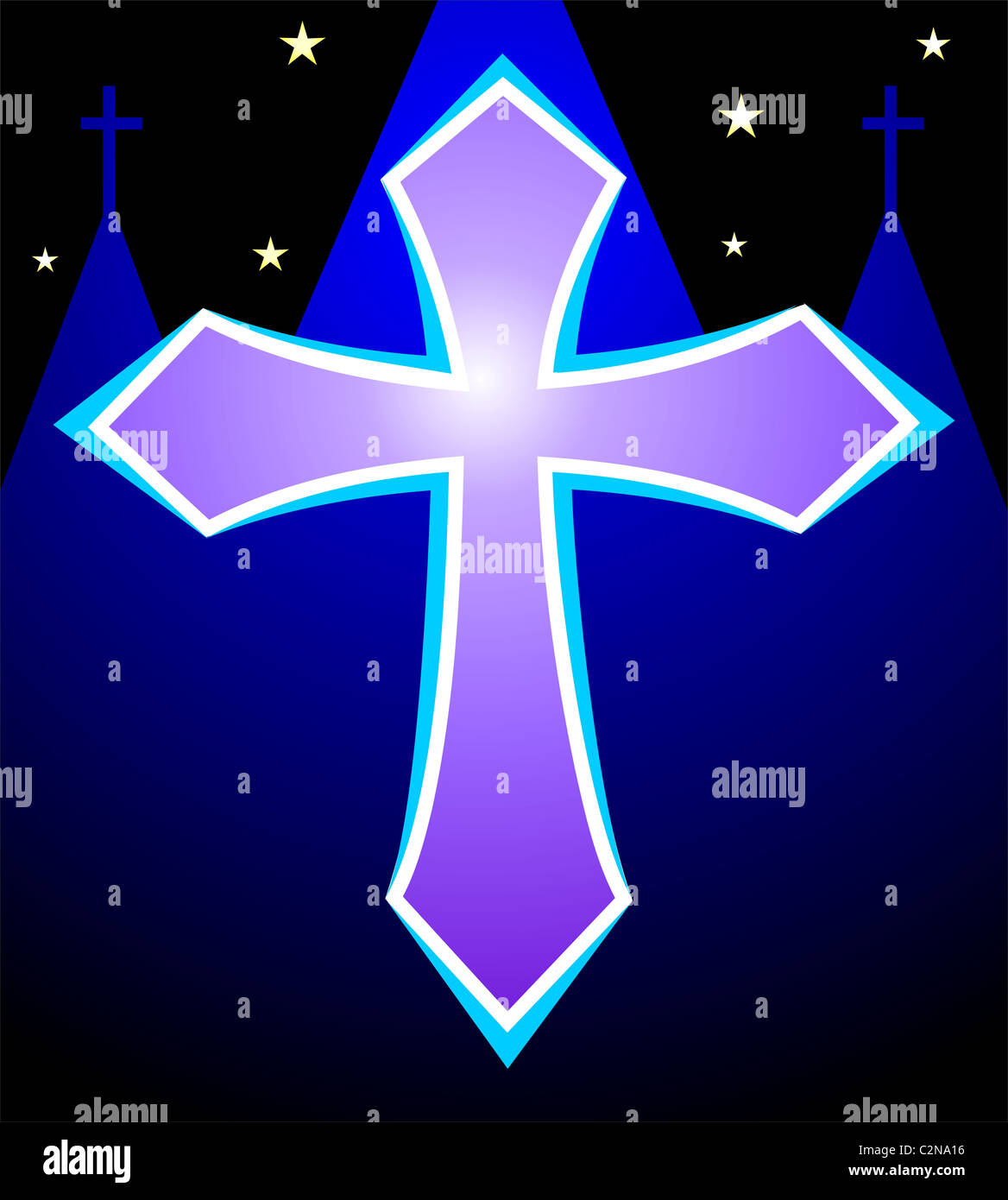 Illustration of a cross in blue background Stock Photo - Alamy
