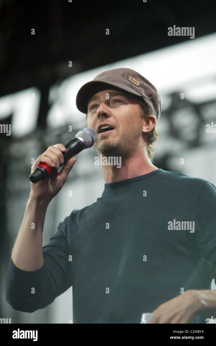 Ed Norton making a speech at Earth Day at The National Mall Washington ...