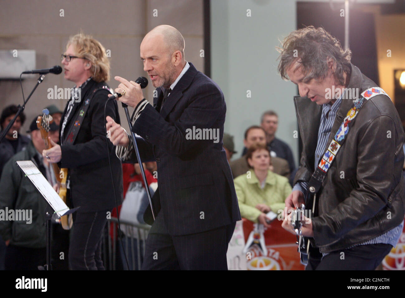 Mike Mills, Michael Stipe and Peter Buck R.E.M performs live on NBC's ...