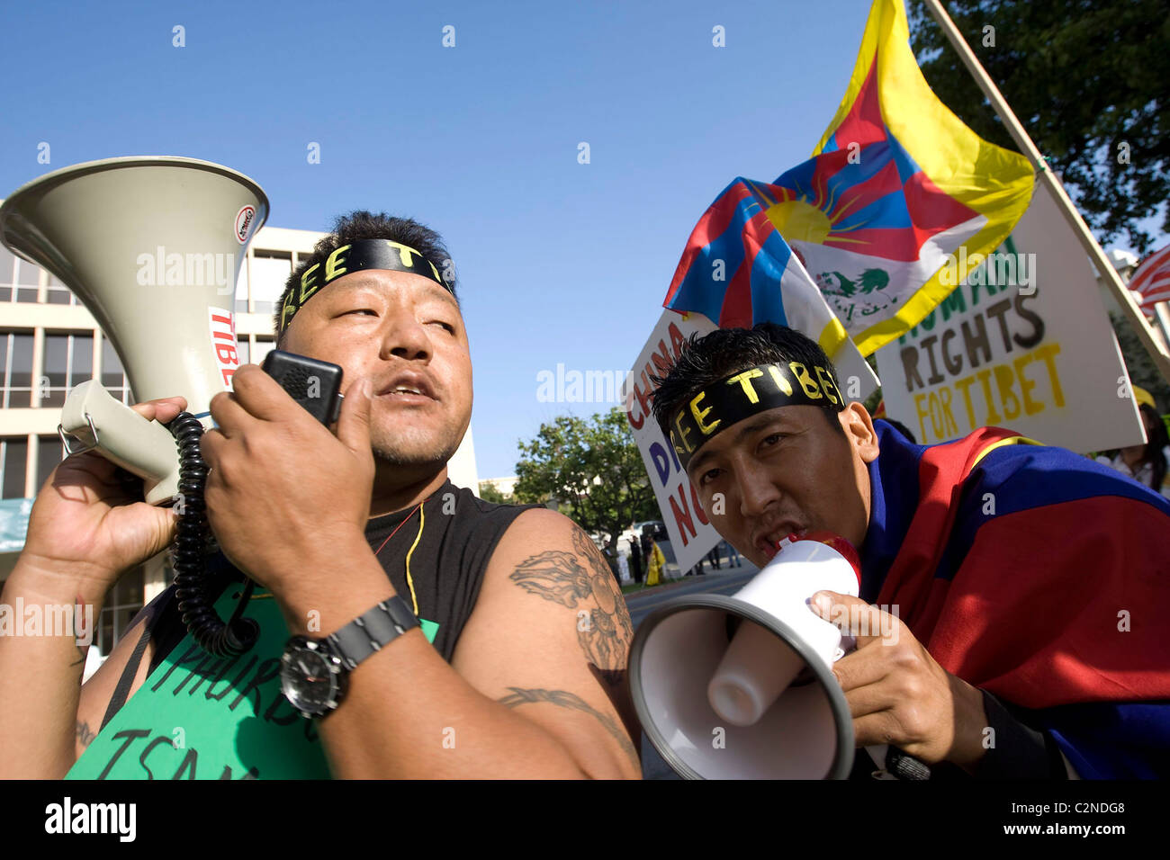 A group of Tibetans in exile and Tibet supporters demonstrate China's ...