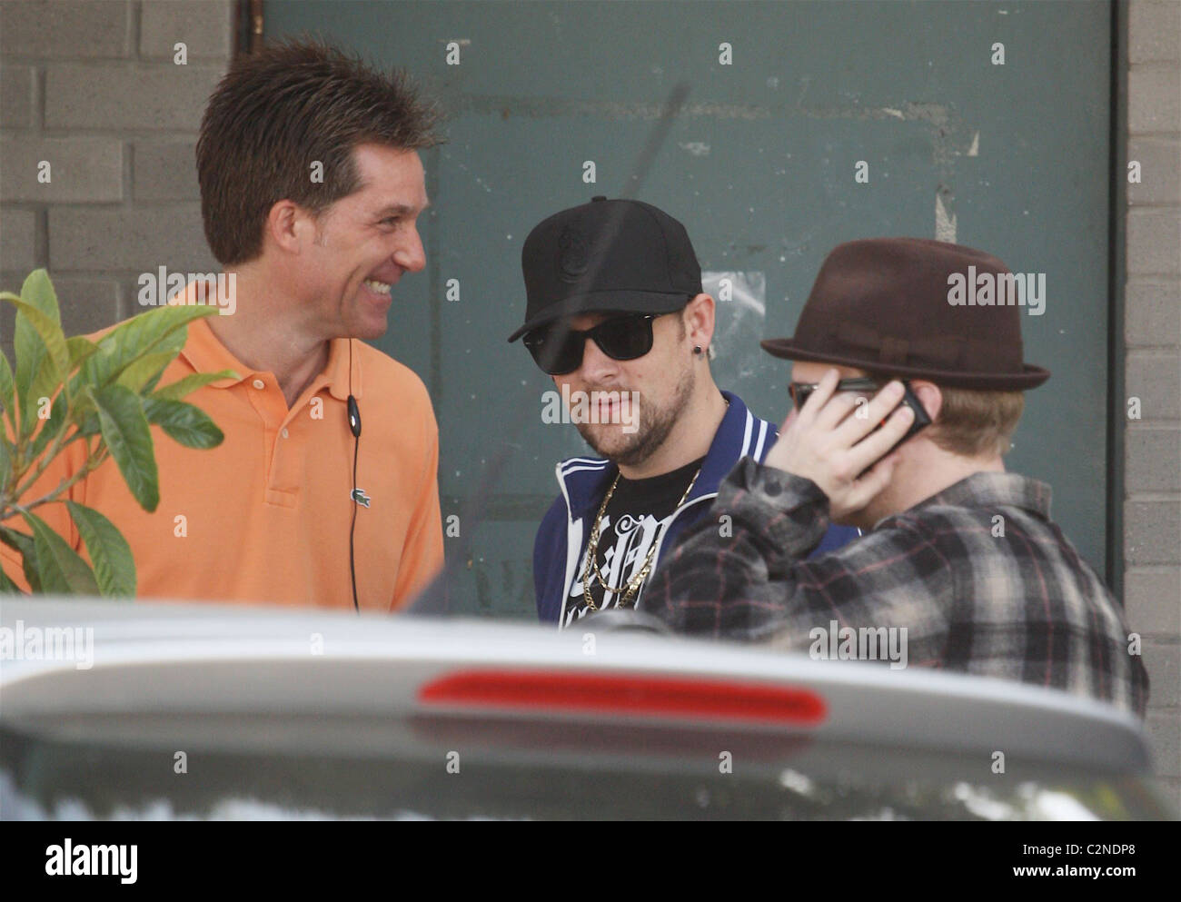 Joel Madden and Josh Madden stopping to get coffee at Starbucks in West ...