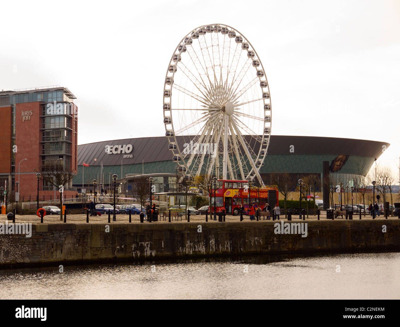 Big Wheel and new Echo Arena in Liverpool at the Albert Dock Stock ...