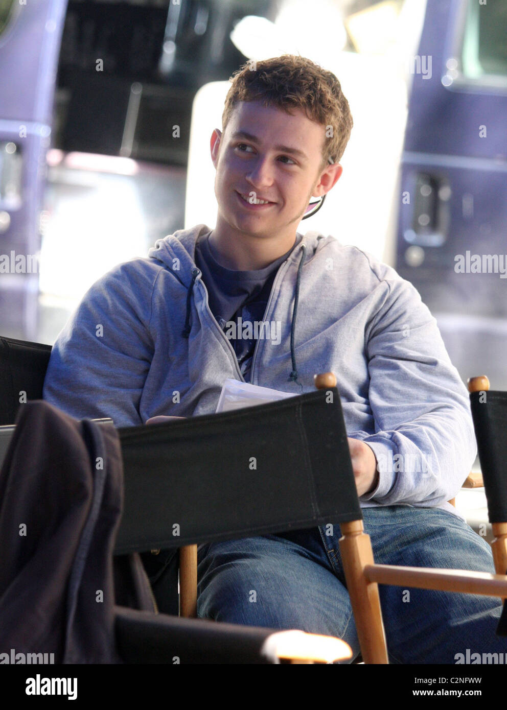 Nicholas Purcell on the film set of 'New York, I Love You' New York ...