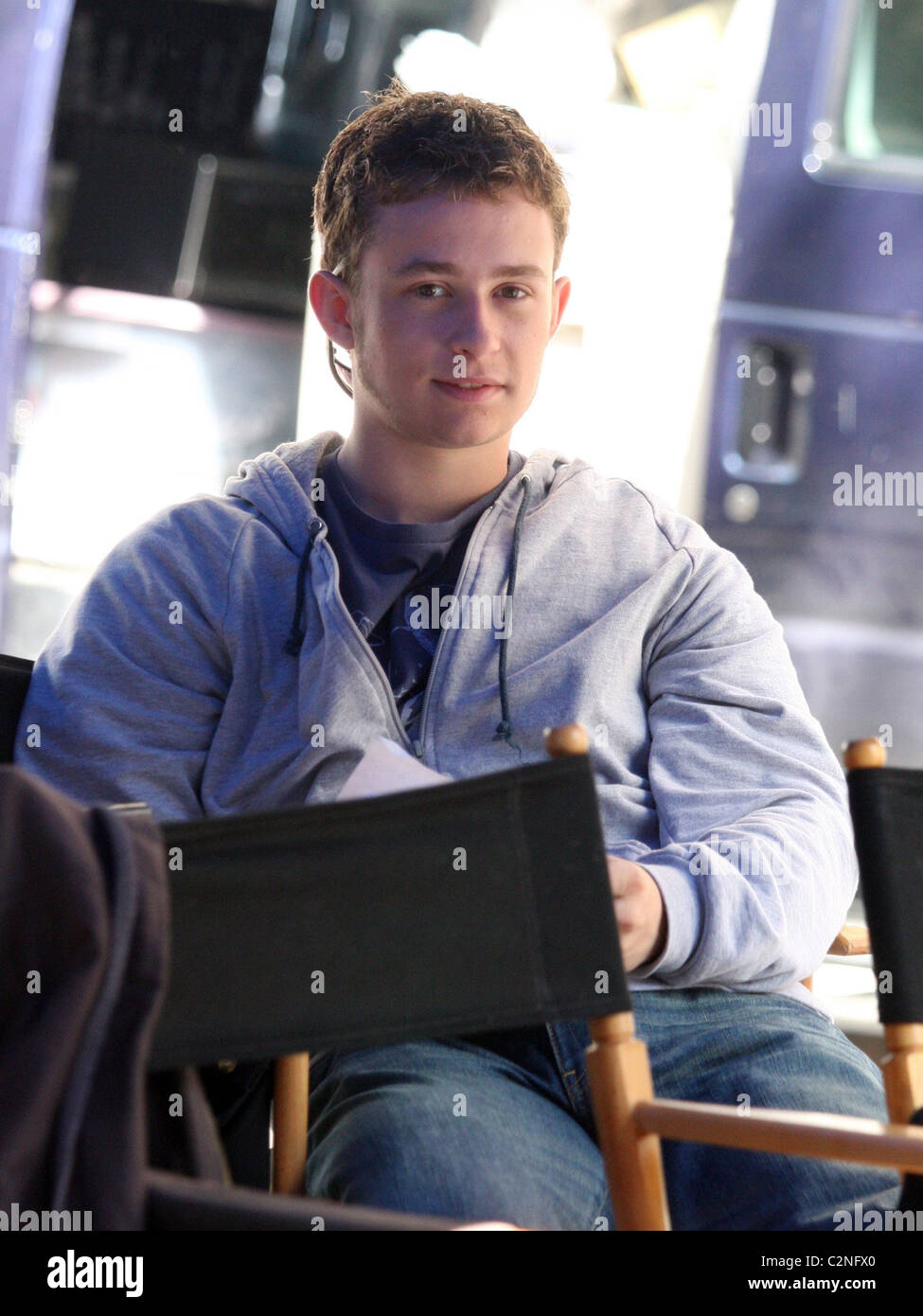 Nicholas Purcell on the film set of 'New York, I Love You' New York ...