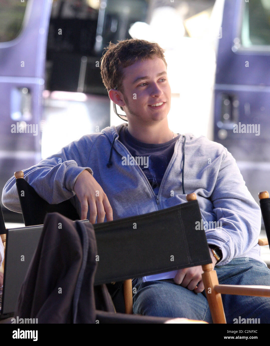 Nicholas Purcell on the film set of 'New York, I Love You' New York ...