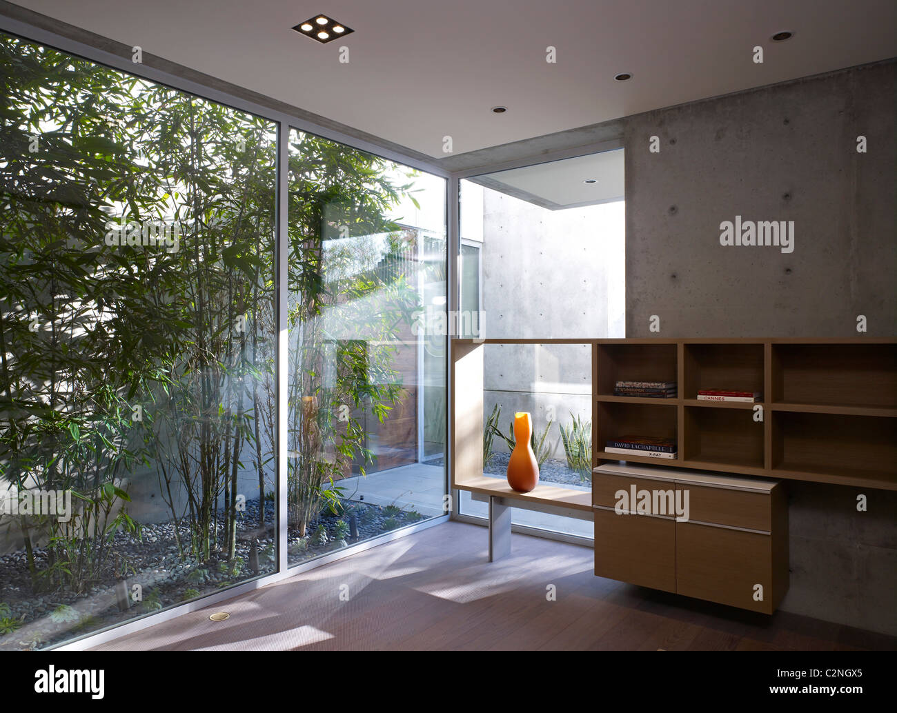 Modern detached house, West Hollywood, California. Interior corner ...