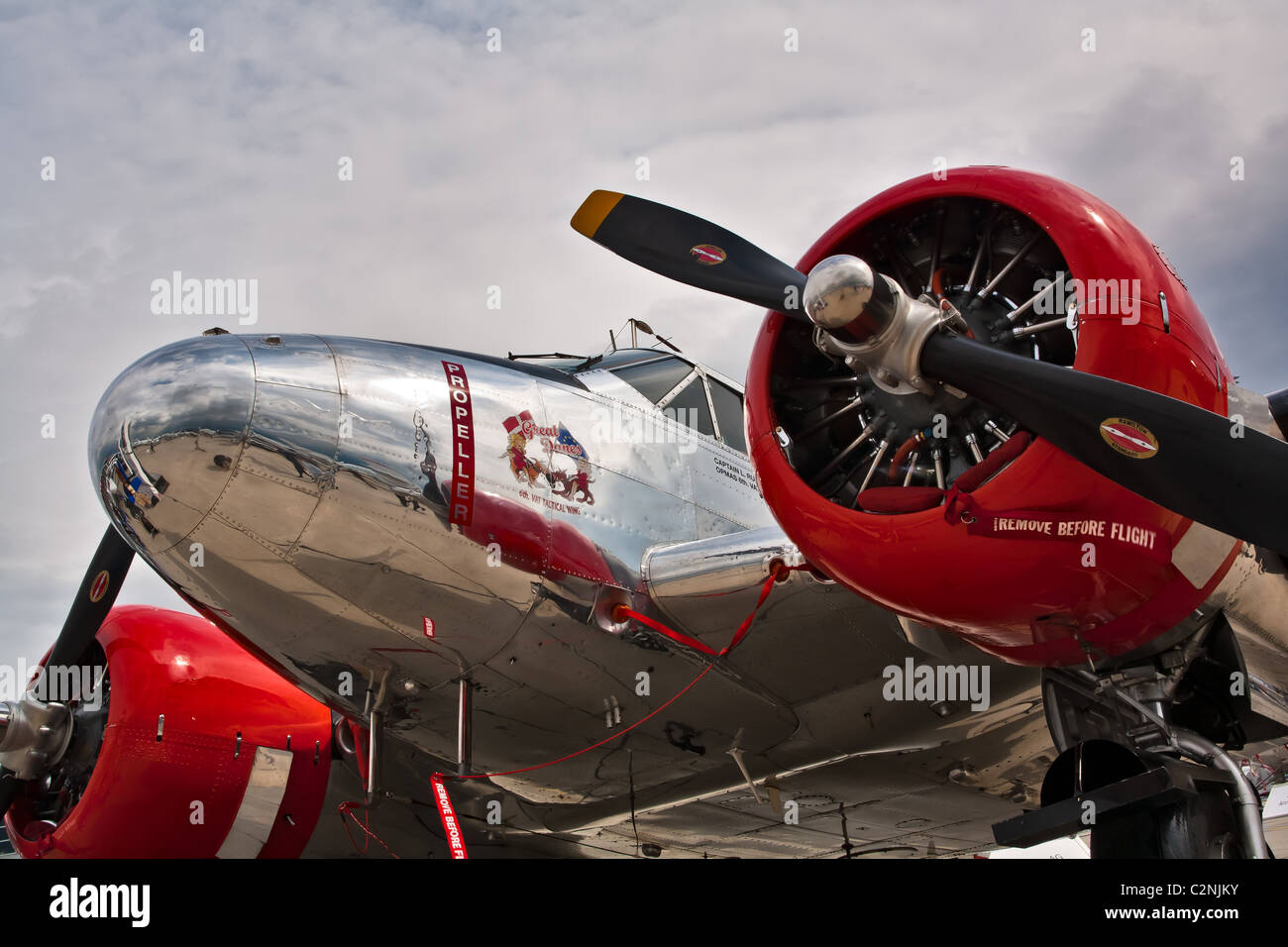Polished Beechcraft C45, vintage airplane Stock Photo - Alamy