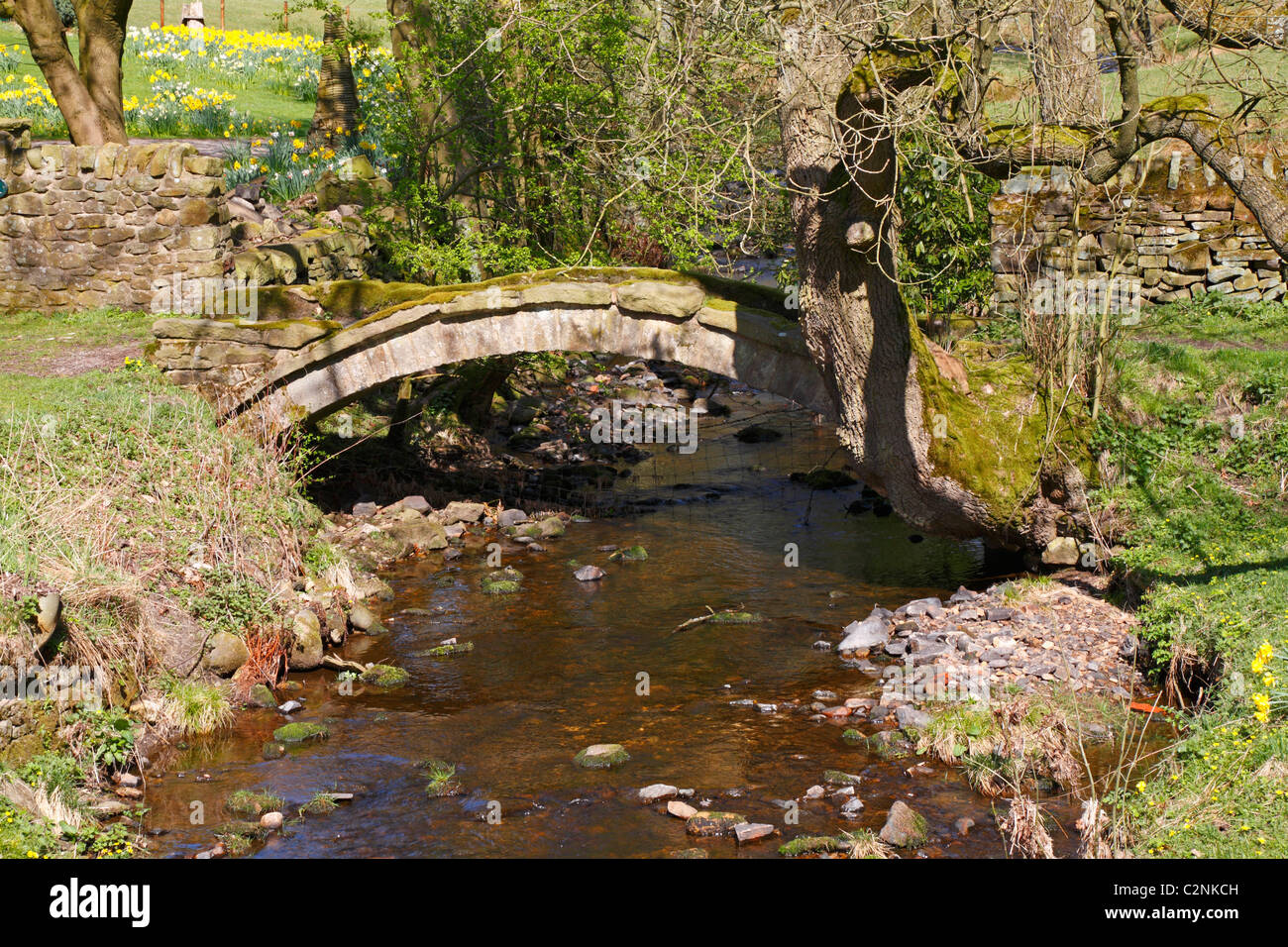 Bowden Bridge Packhorse bridge over the River Kinder, Hayfield ...
