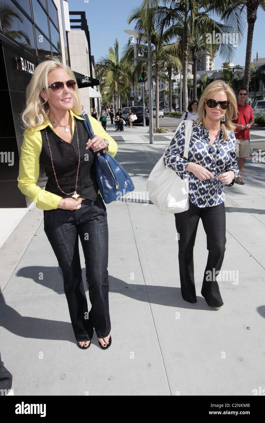 Kathy Hilton walking with a friend along Rodeo Drive in Beverly Hills ...