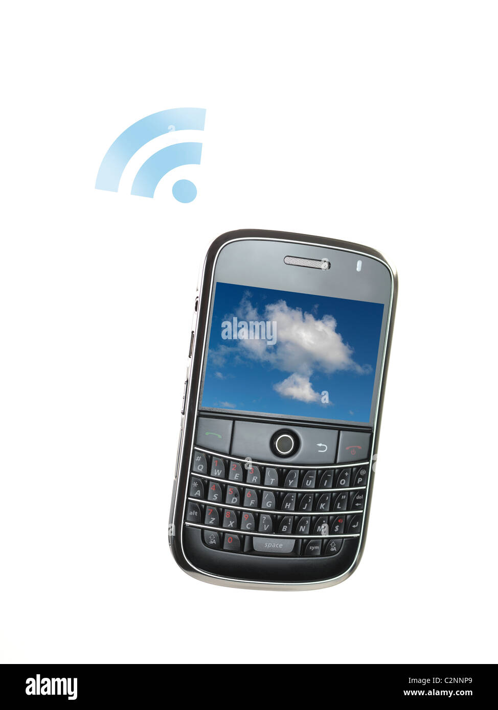 A mobile phone isolated against a white background Stock Photo - Alamy