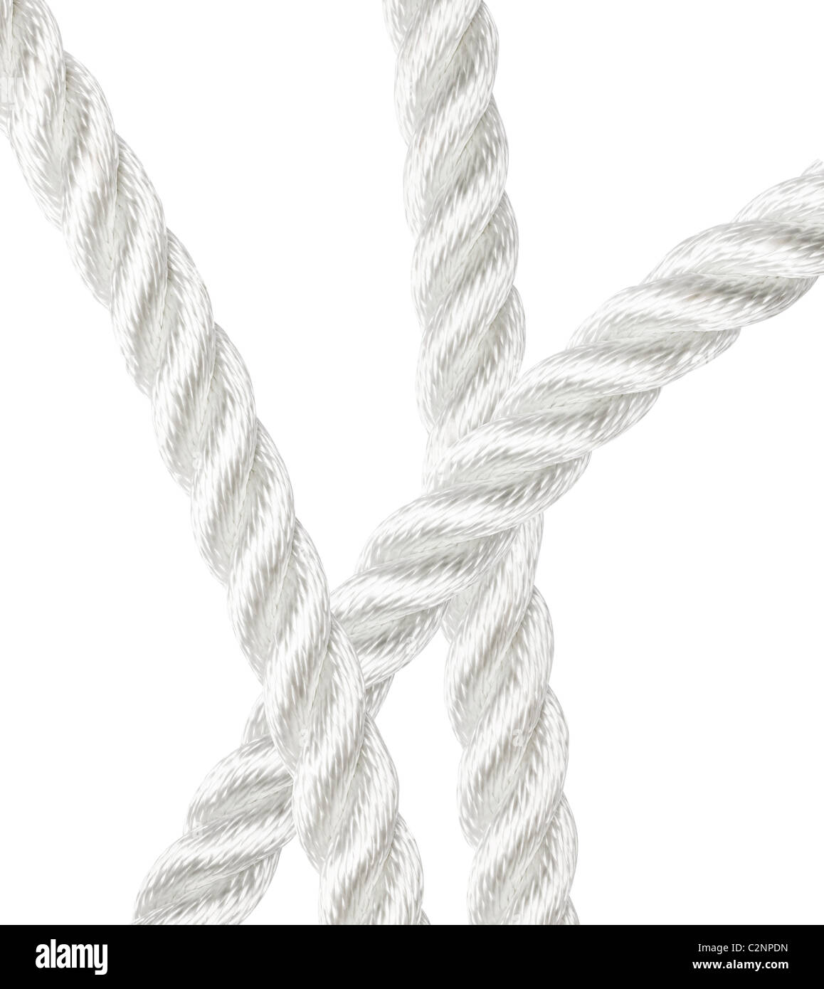Strong nylon rope overlapping isolated on white Stock Photo - Alamy