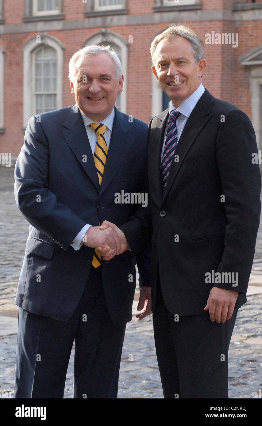 Taoiseach Bertie Ahern and Former British Prime Minister Tony Blair ...
