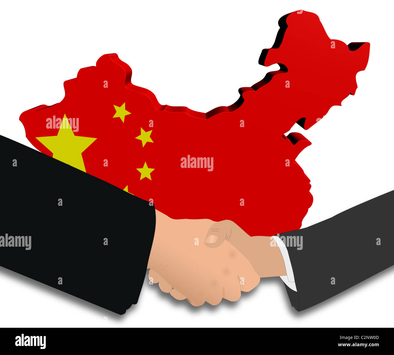 people shaking hands with China map flag illustration Stock Photo - Alamy