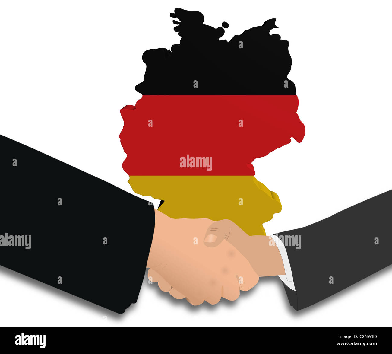 people shaking hands with German map flag illustration Stock Photo - Alamy