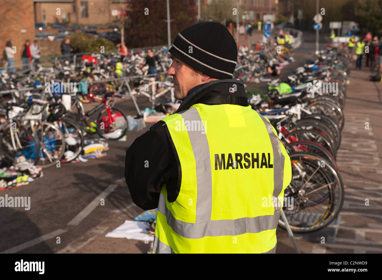 Triathlon race Marshall overseeing change over area transition t1 t2 ...