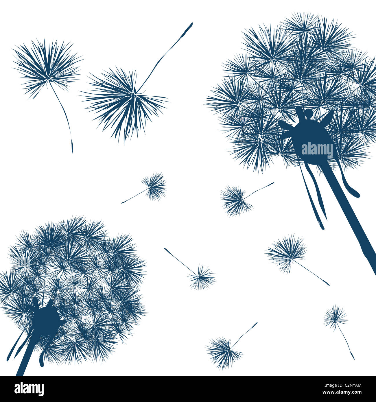Blowing dandelion silhouette Cut Out Stock Images & Pictures - Alamy