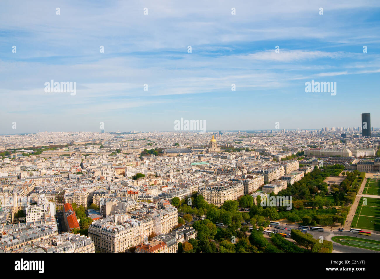 Aerial panoramic view of Paris as seen from Eiffel Tower in Paris ...
