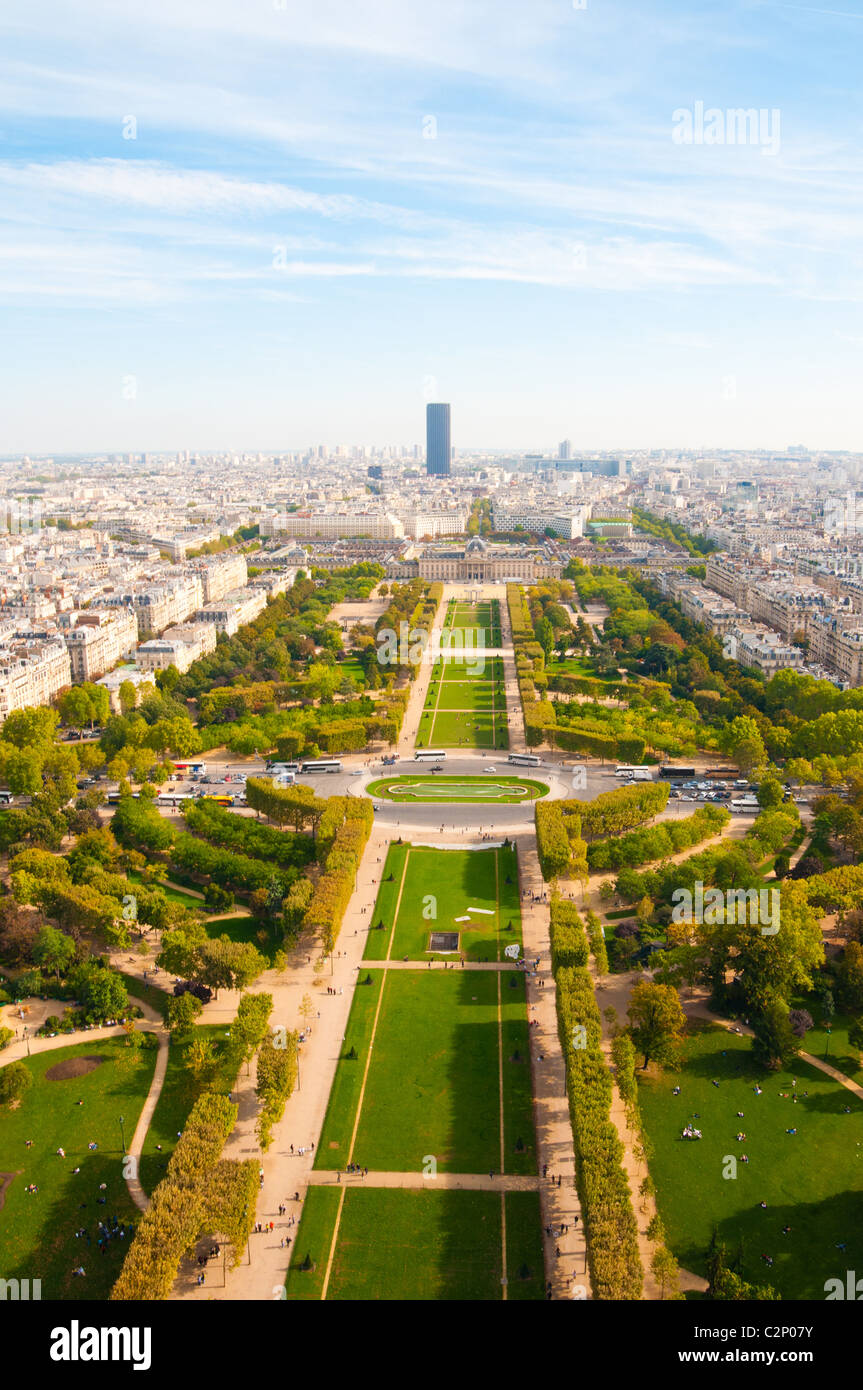 Aerial panoramic view of Paris as seen from Eiffel Tower in Paris ...