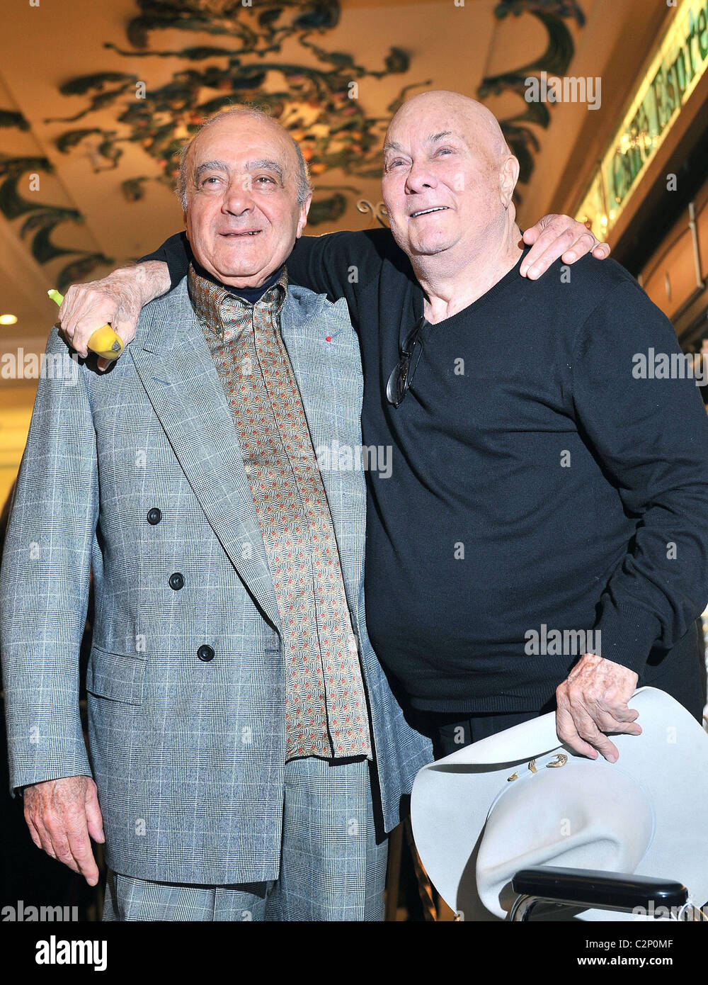 Mohammed Al Fayed and Tony Curtis Tony Curtis visits Harrods department ...