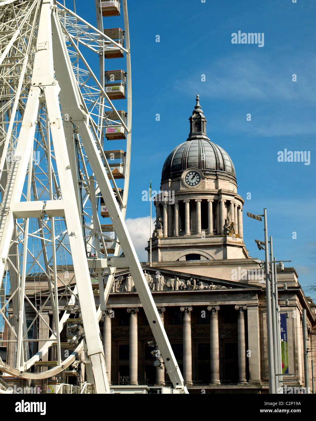Nottingham council house & big wheel Stock Photo - Alamy
