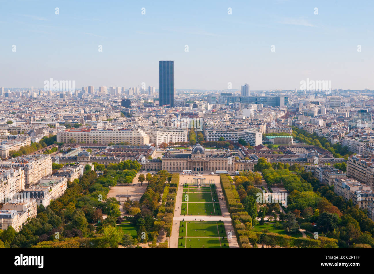 Aerial panoramic view of Paris as seen from Eiffel Tower in Paris ...