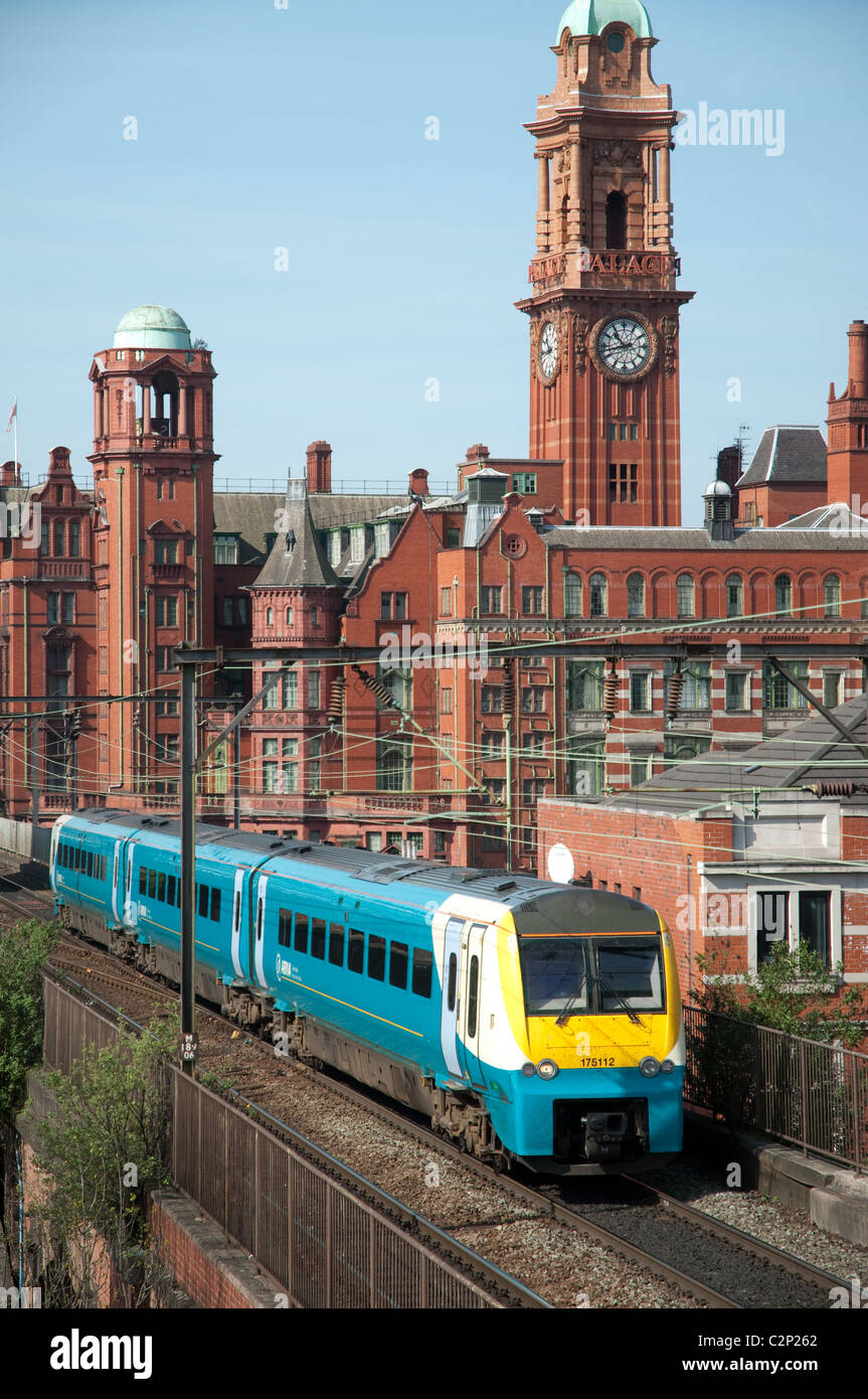 Arriva train city centre Manchester, with the Palace Hotel in the ...