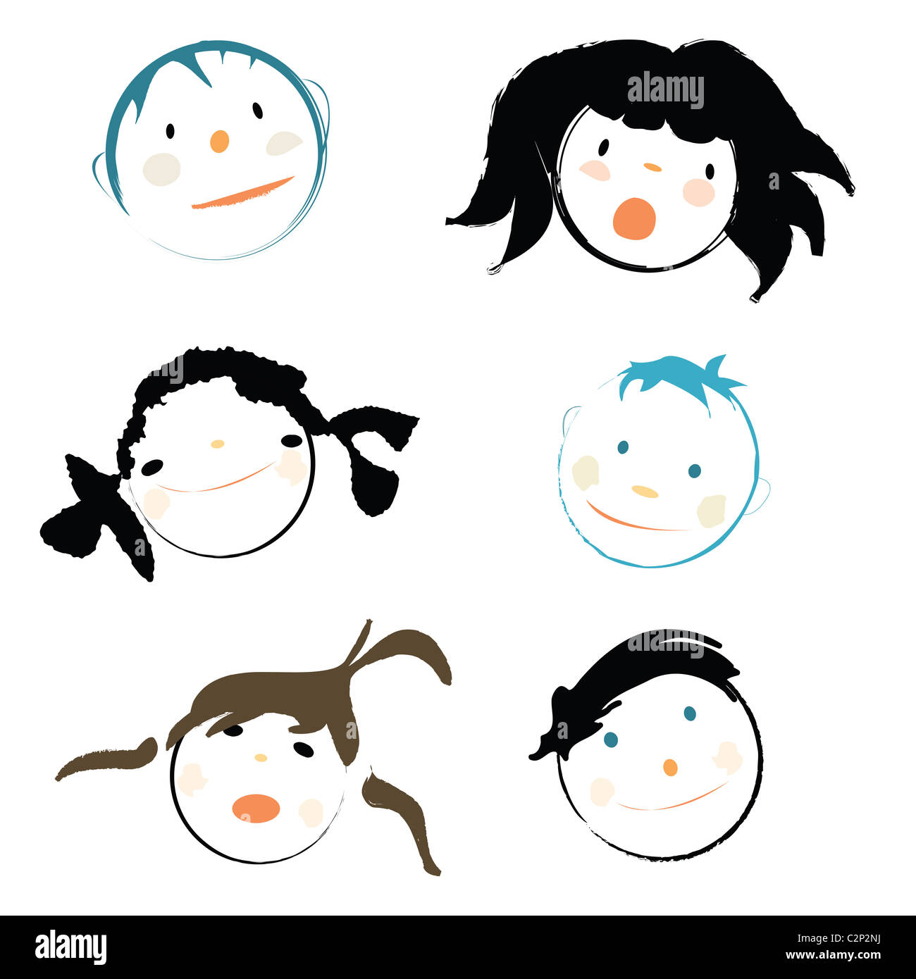 Children faces on white background Stock Photo - Alamy