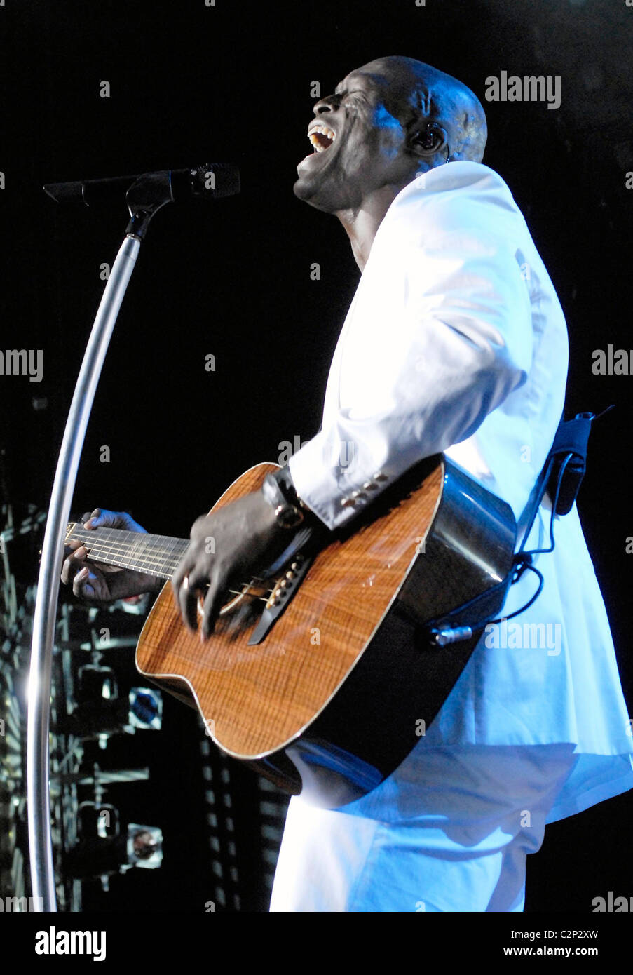 Seal performing on the '50th Grammy Celebration Concert Tour' presented ...
