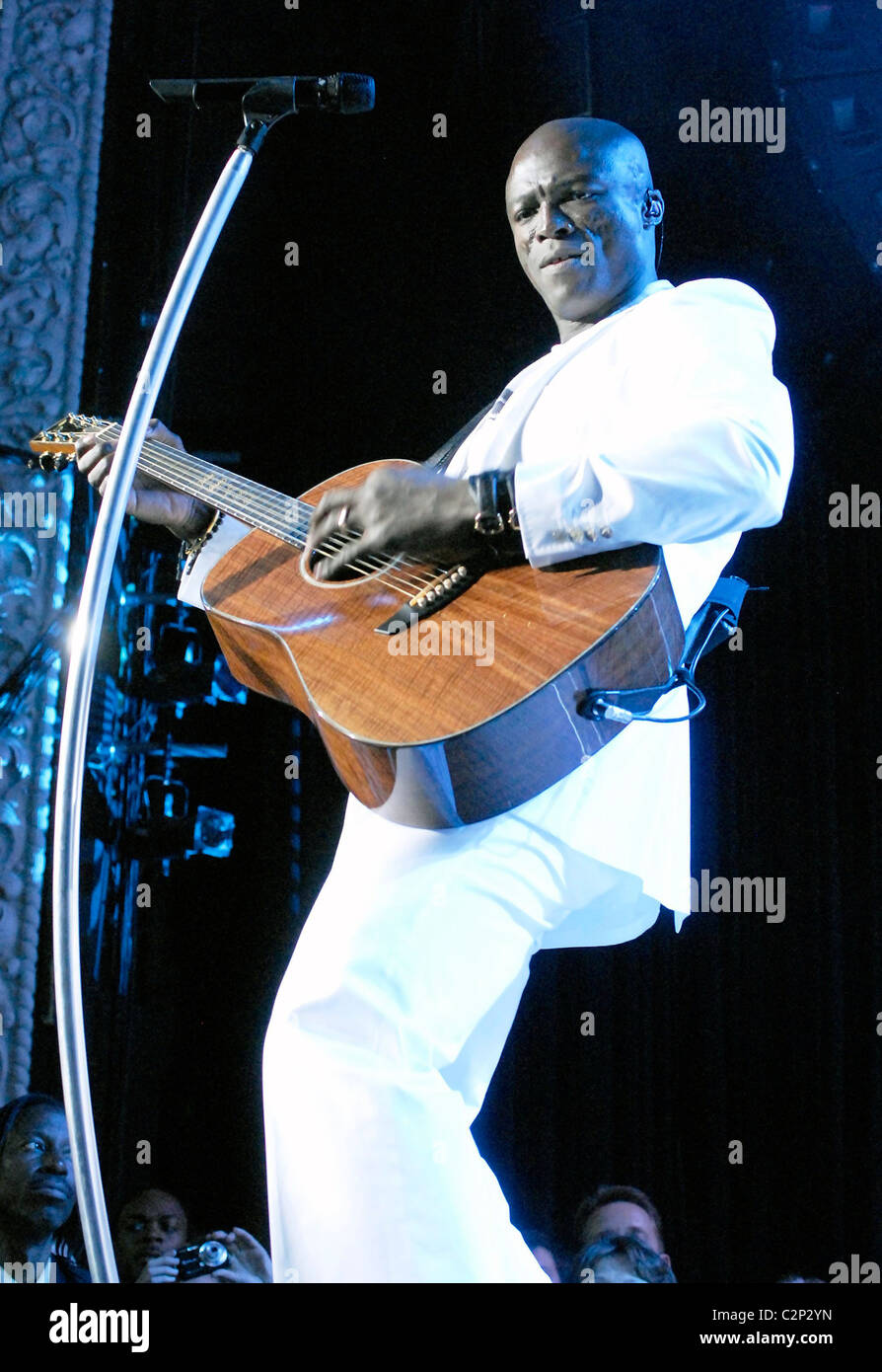 Seal performing on the '50th Grammy Celebration Concert Tour' presented ...