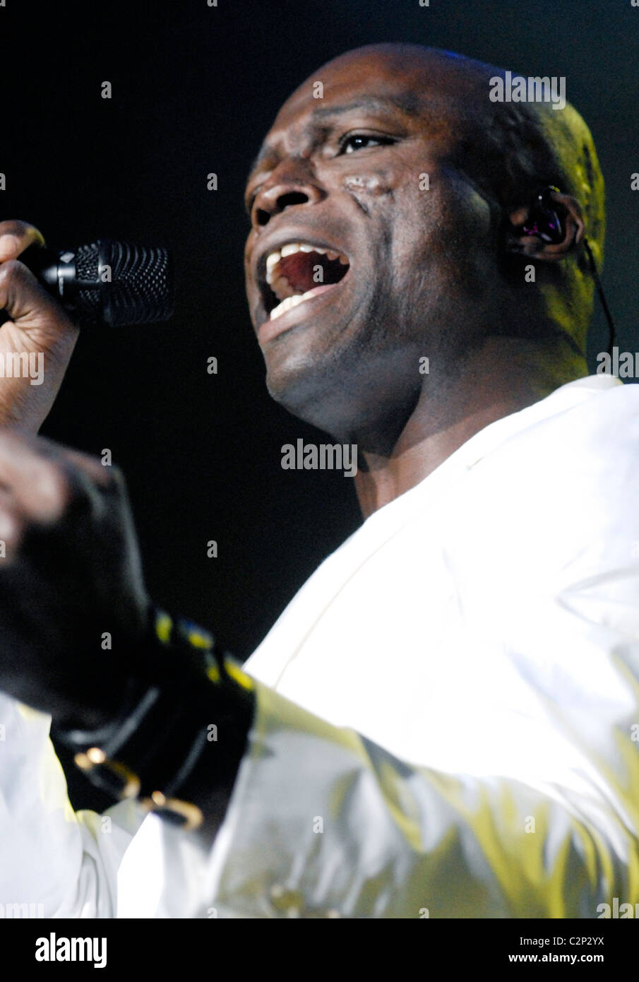 Seal performing on the '50th Grammy Celebration Concert Tour' presented ...