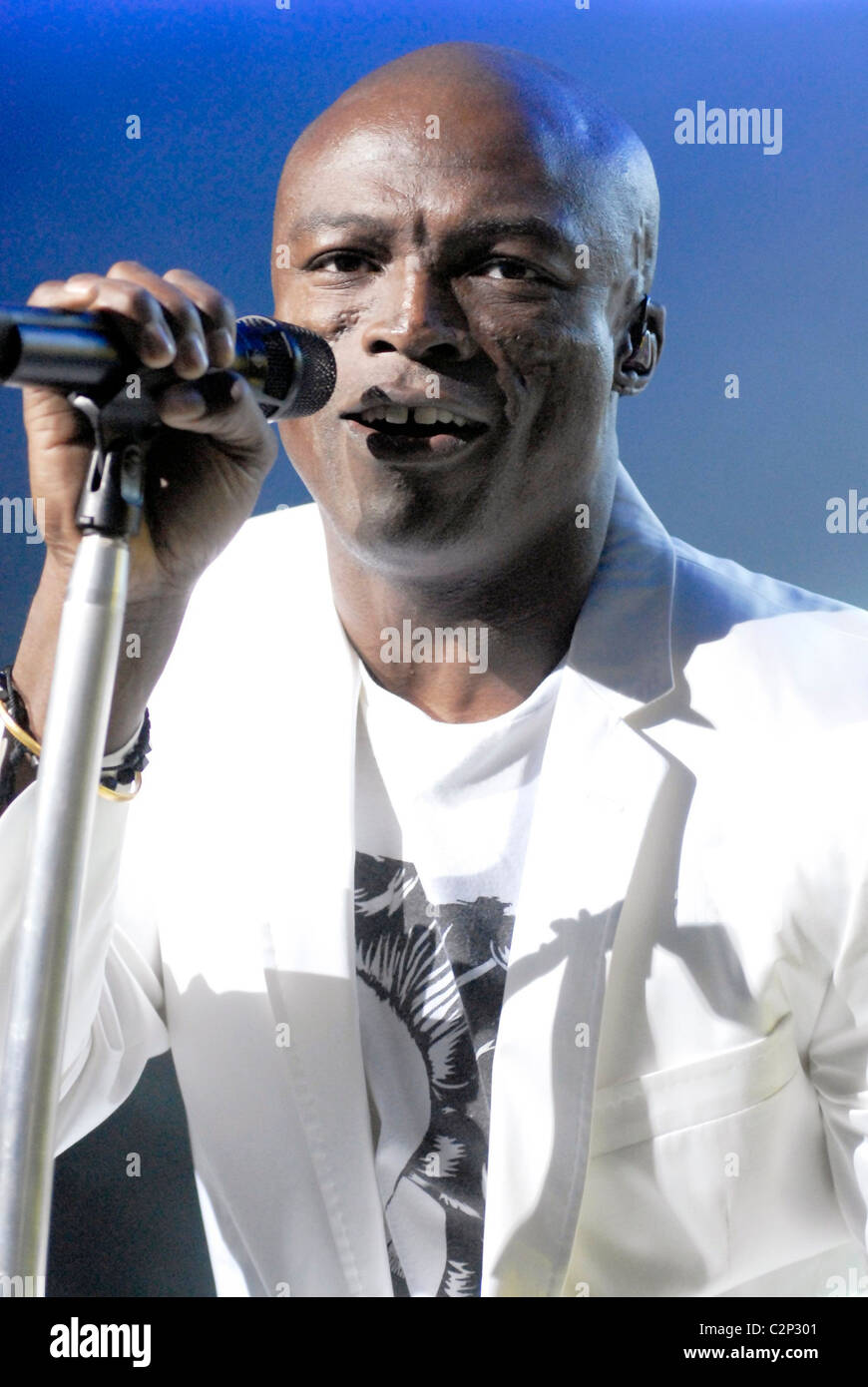 Seal performing on the '50th Grammy Celebration Concert Tour' presented ...