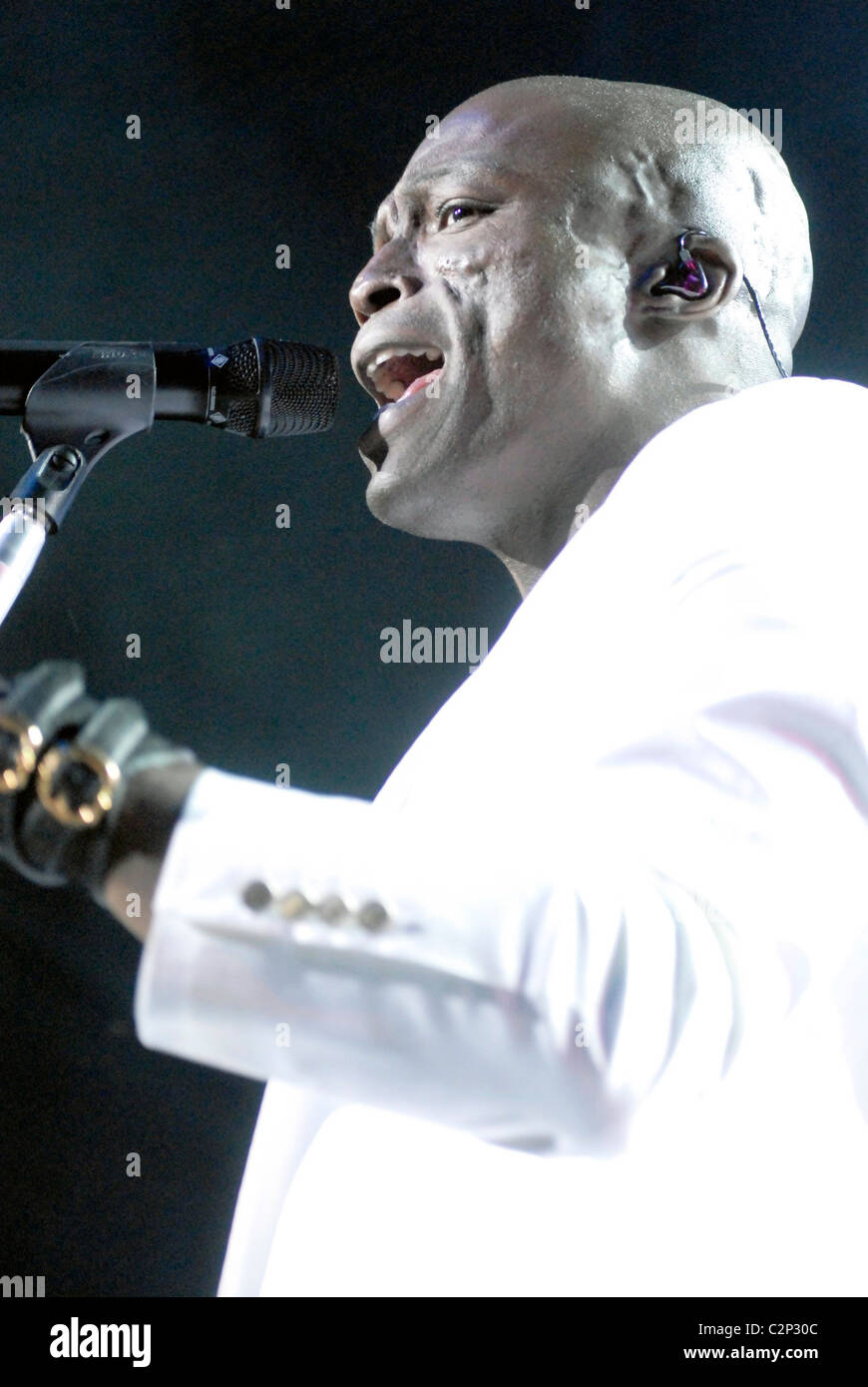 Seal performing on the '50th Grammy Celebration Concert Tour' presented ...