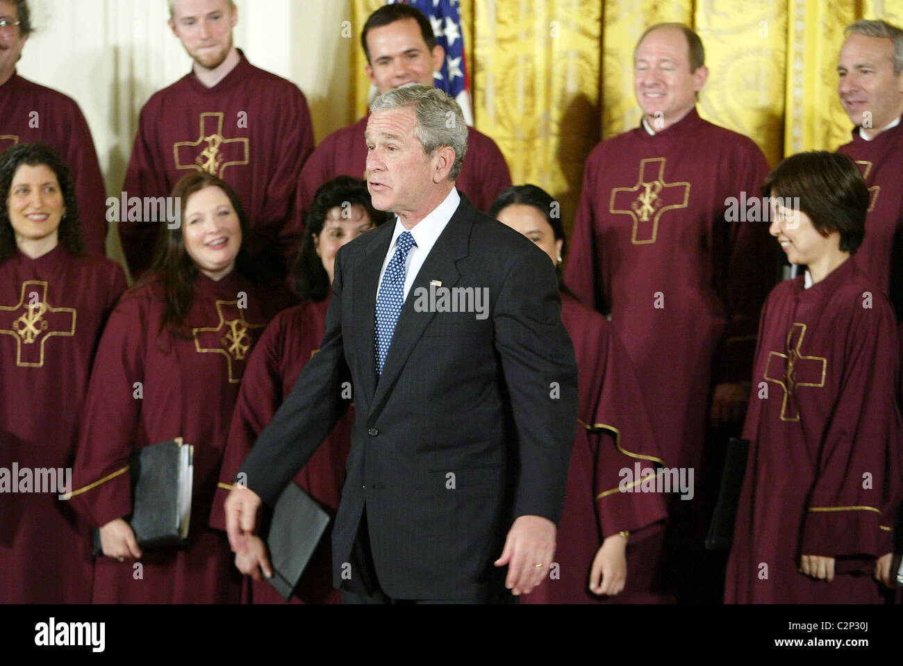 The President George Bush celebrating the National Day of Prayer in the ...