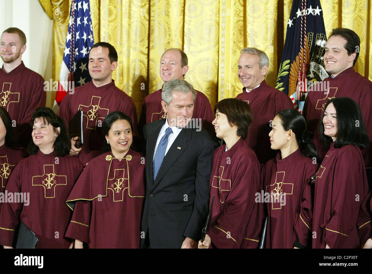 The President George Bush celebrating the National Day of Prayer in the ...