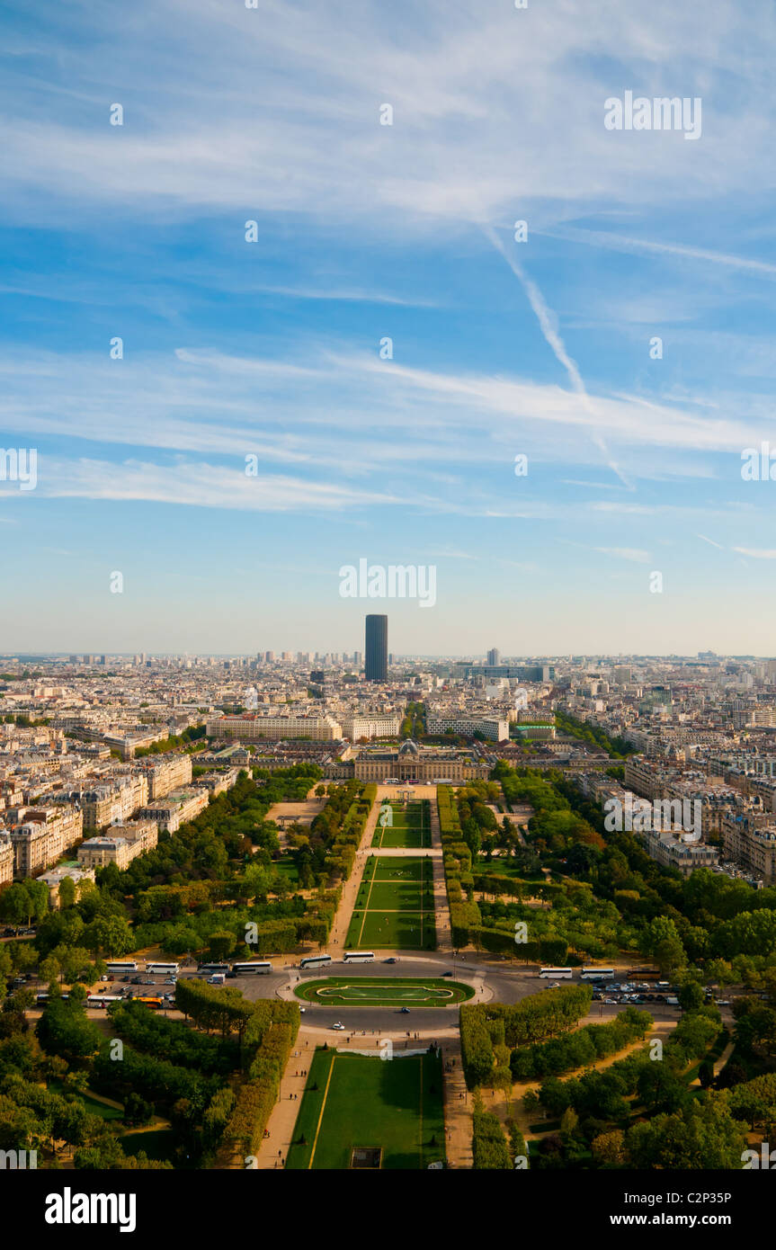 Aerial panoramic view of Paris as seen from Eiffel Tower in Paris ...