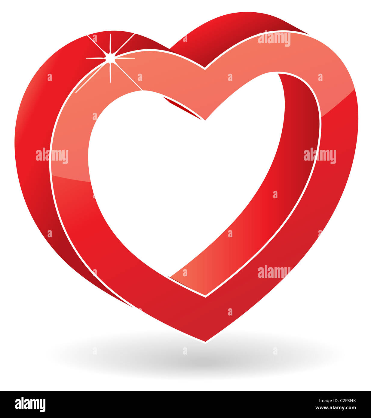 3D vector glossy red heart with shadow isolated on white background ...