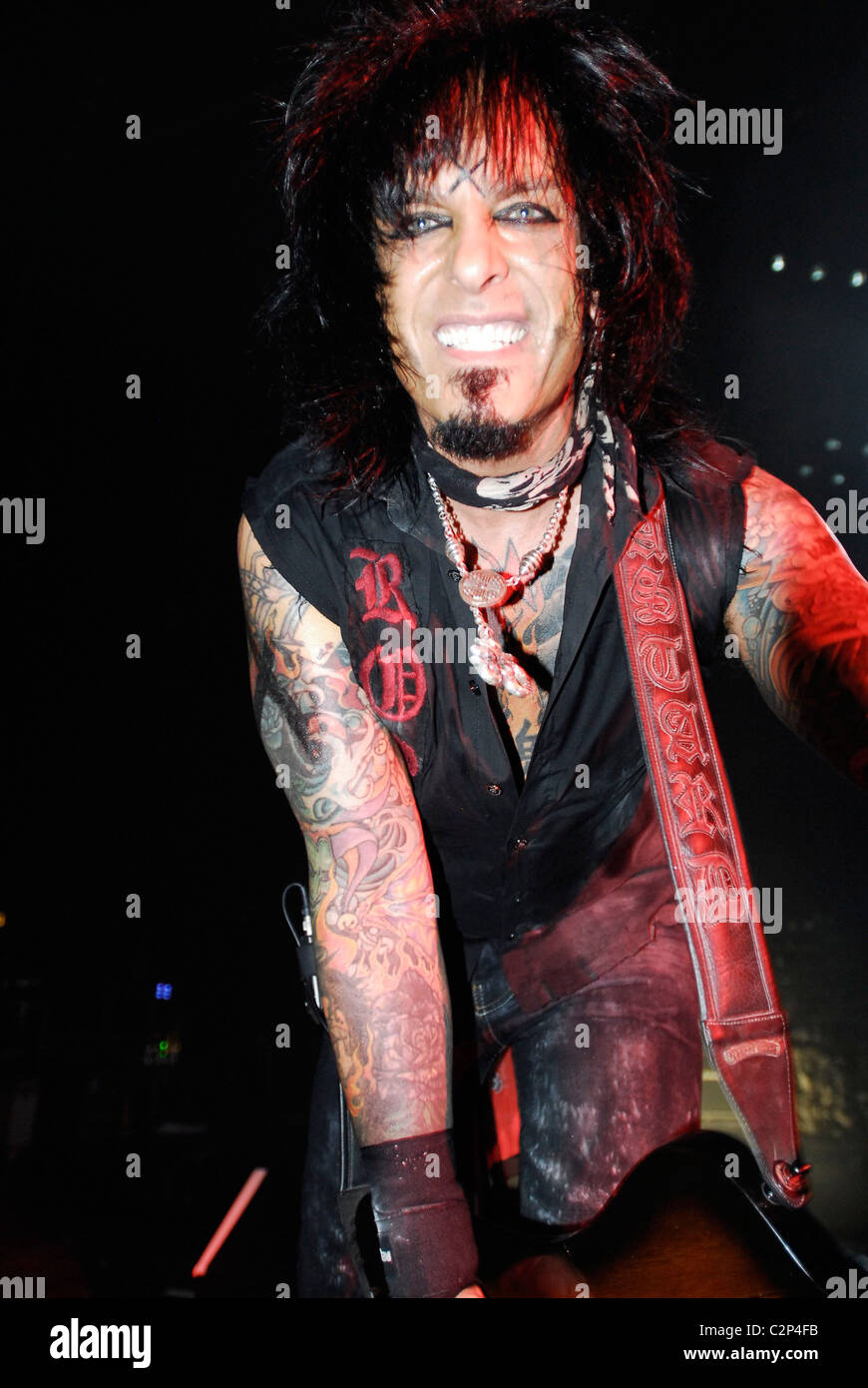 Nikki Sixx Motley Crue performing live at the Apollo Hammersmith London ...