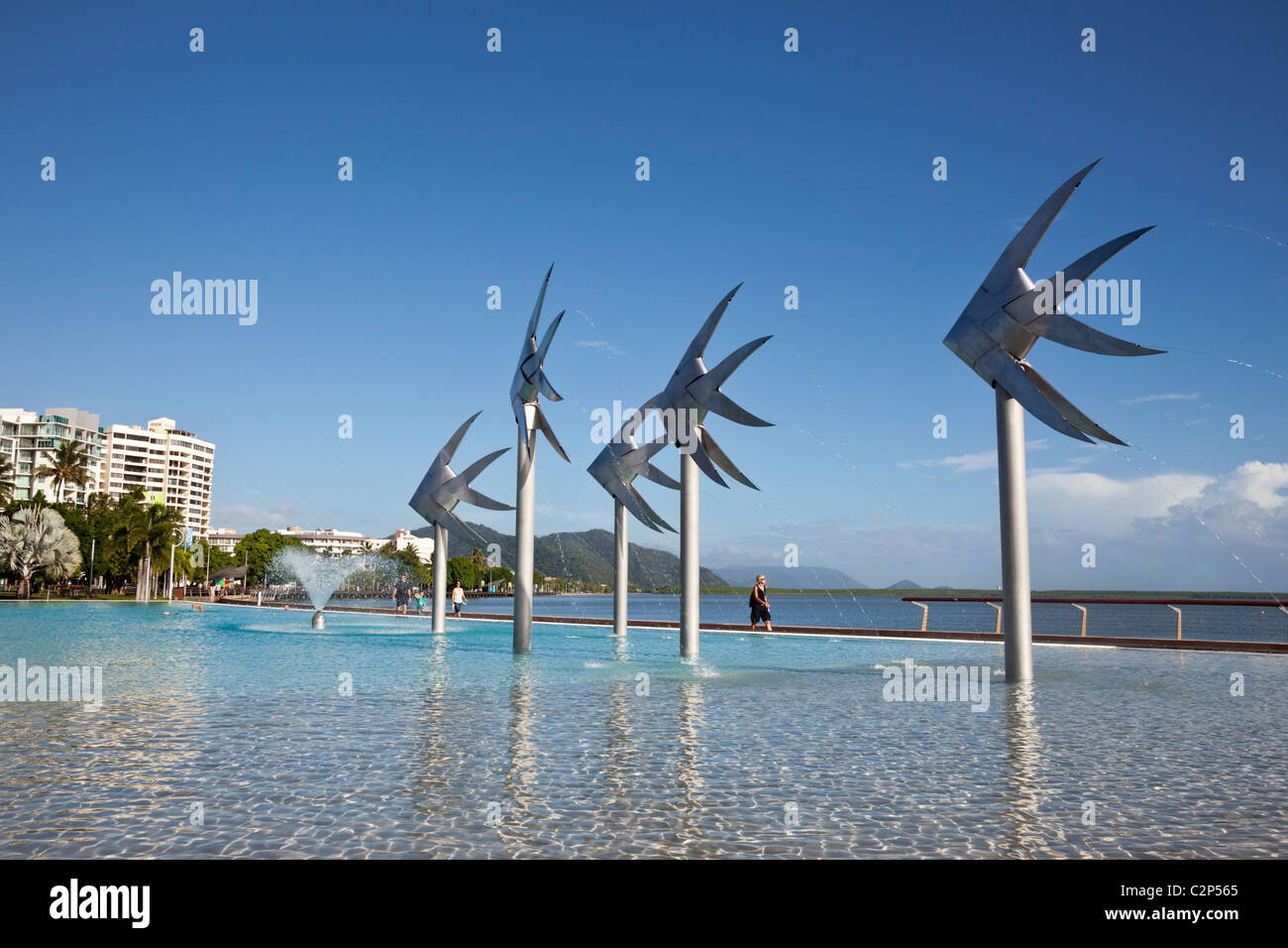 Fish sculpture at the Esplanade Lagoon. Cairns, Queensland, AUSTRALIA ...